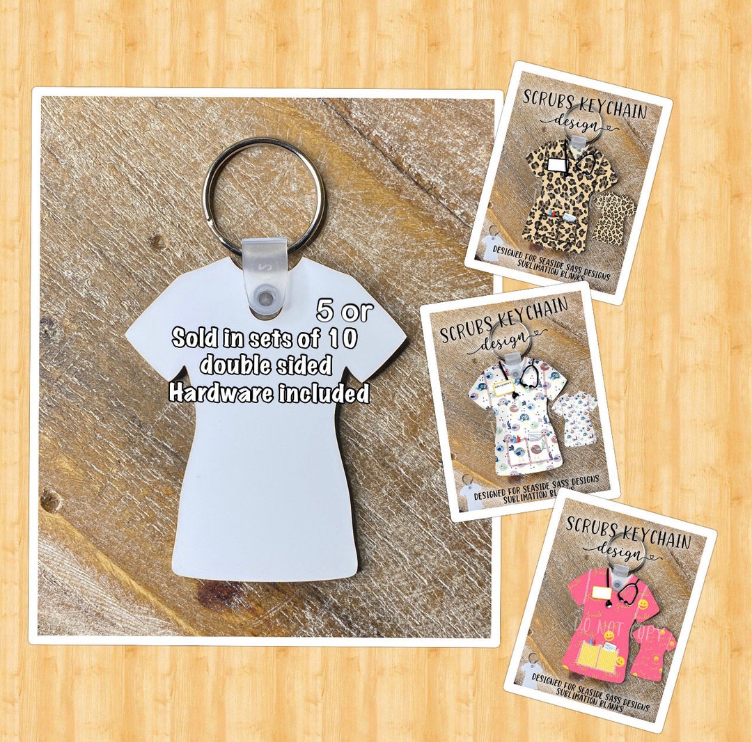 SET OF 5 or 10 Scrub Keychain Sublimation Blank, Sublimation Blank ...