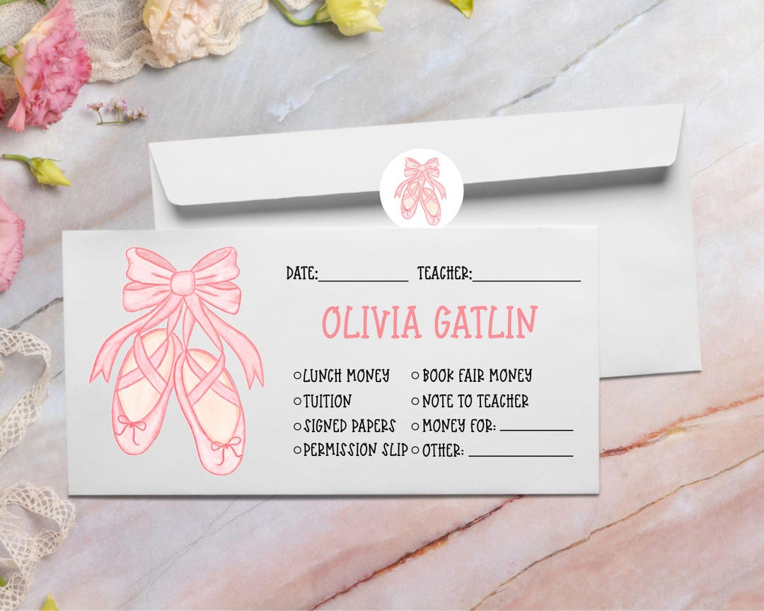 Personalized School Money Envelope, Lunch Money, School Supplies ...