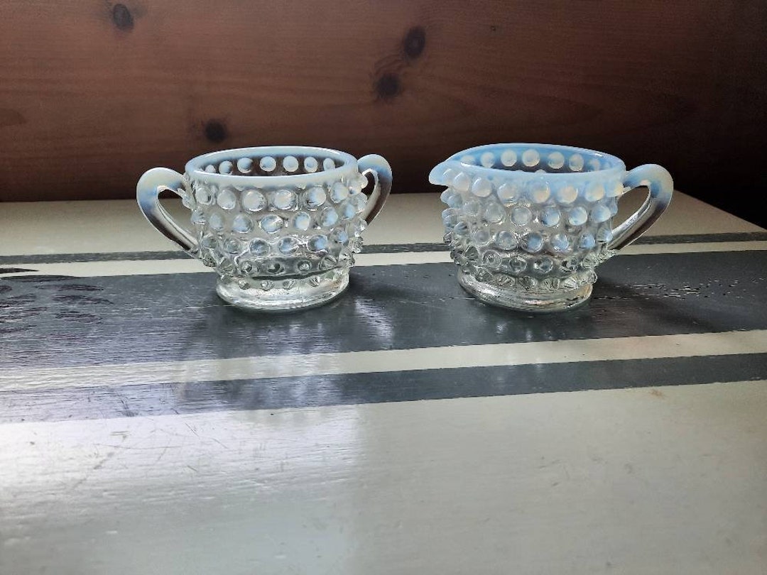 Opalescent Glass Hobnail Fenton Creamer and Sugar Set, Hobnail ...