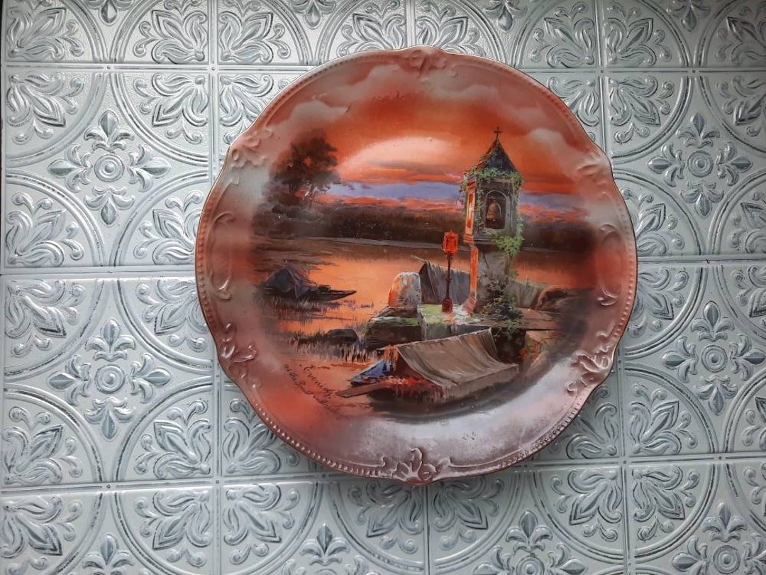 Antique Weimar Germany Porcelain Plate of the Evening at the Pontine ...