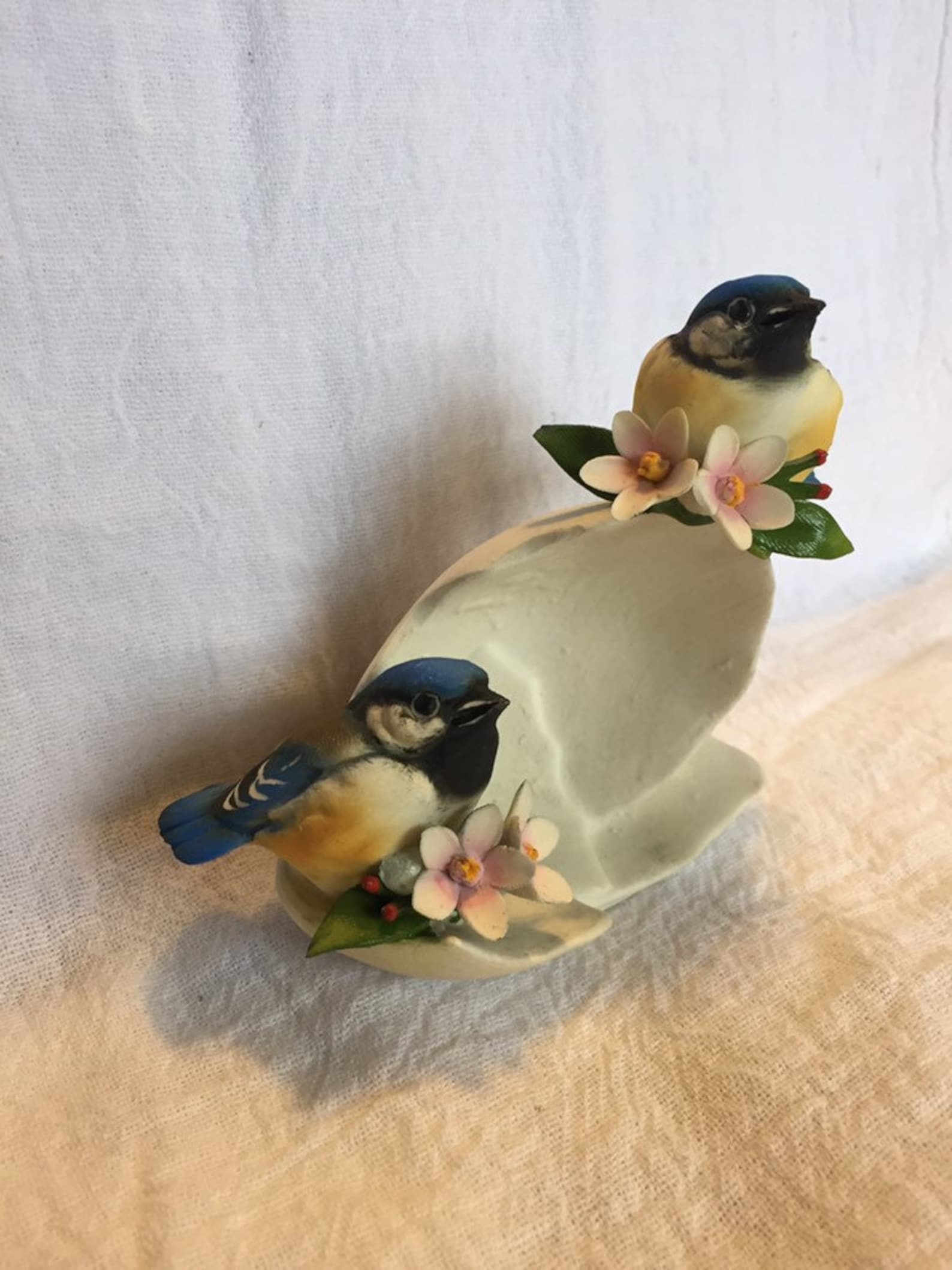Capodimonte Porcelain Blue Birds on Broken Egg Shell Made in - Etsy