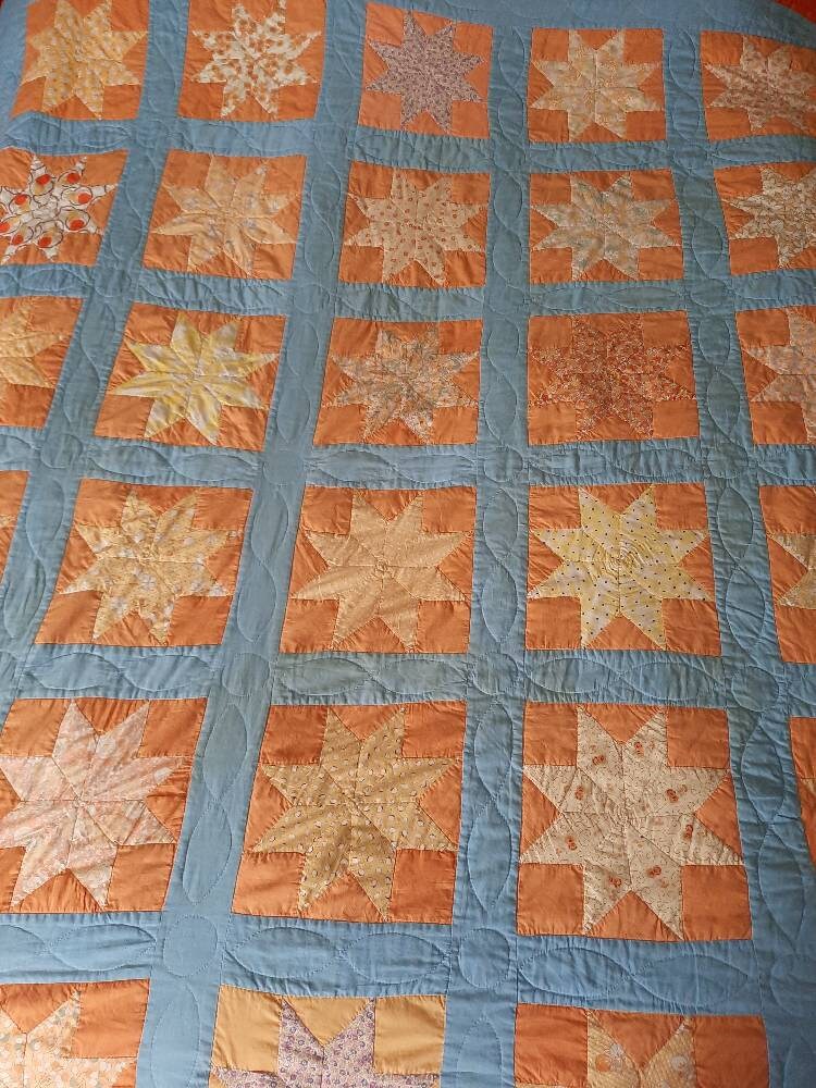 Vintage 8 Point Star Pattern 92 Inches by 71 Inches Hand Sewn - Etsy