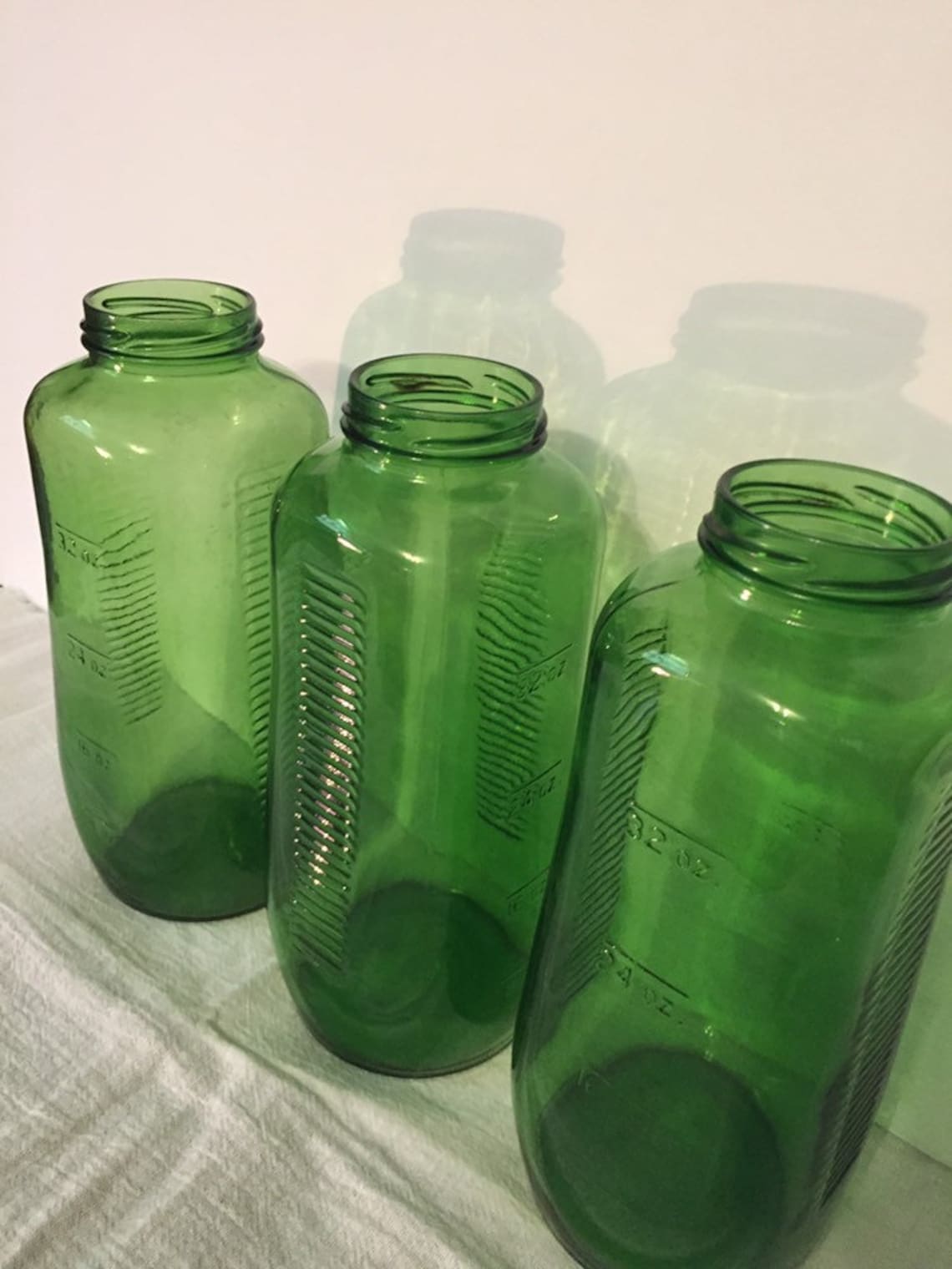 Hoosier Cabinet Green Glass Containers Hunter Green | Etsy