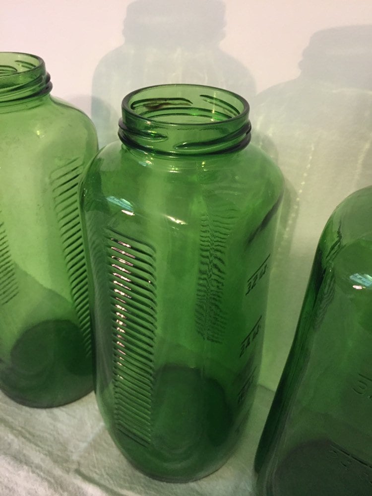 Hoosier Cabinet Green Glass Containers Hunter Green - Etsy