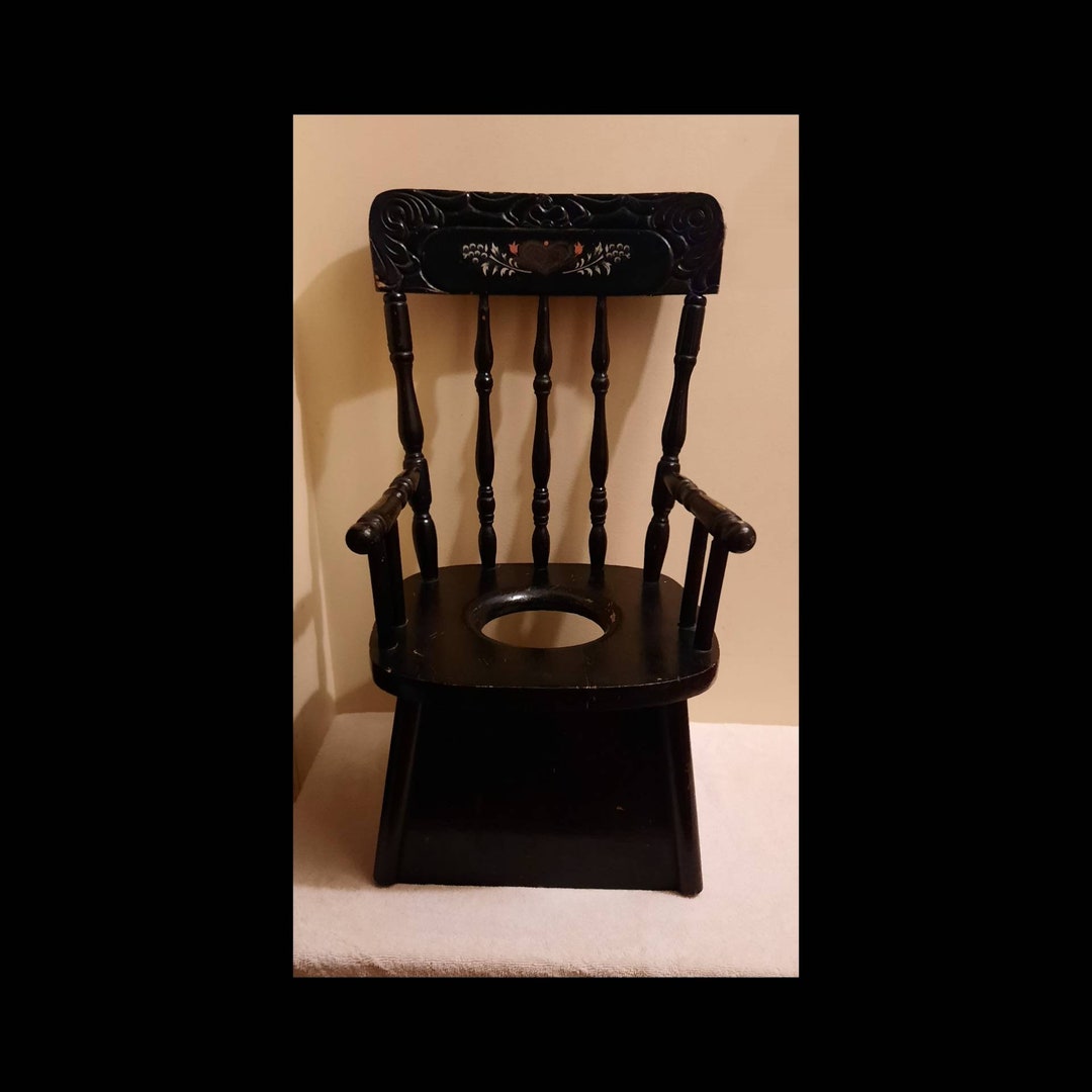 Rare Antique Child Wooden Potty Chair, Victorain Wooden Baby Potty ...