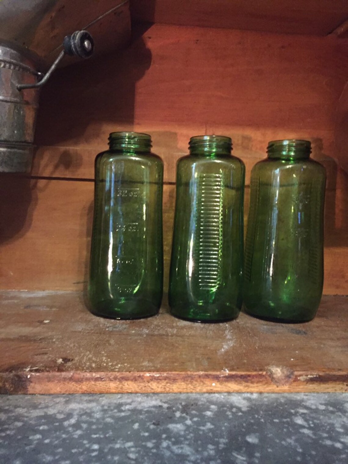 Hoosier Cabinet Green Glass Containers Hunter Green - Etsy