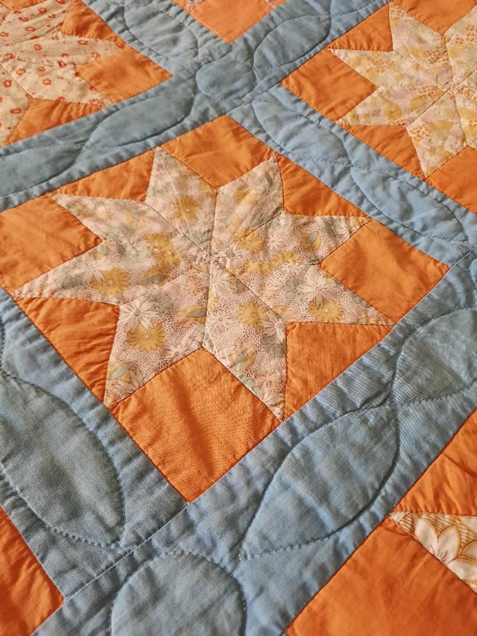Vintage 8 Point Star Pattern 92 Inches by 71 Inches Hand Sewn - Etsy