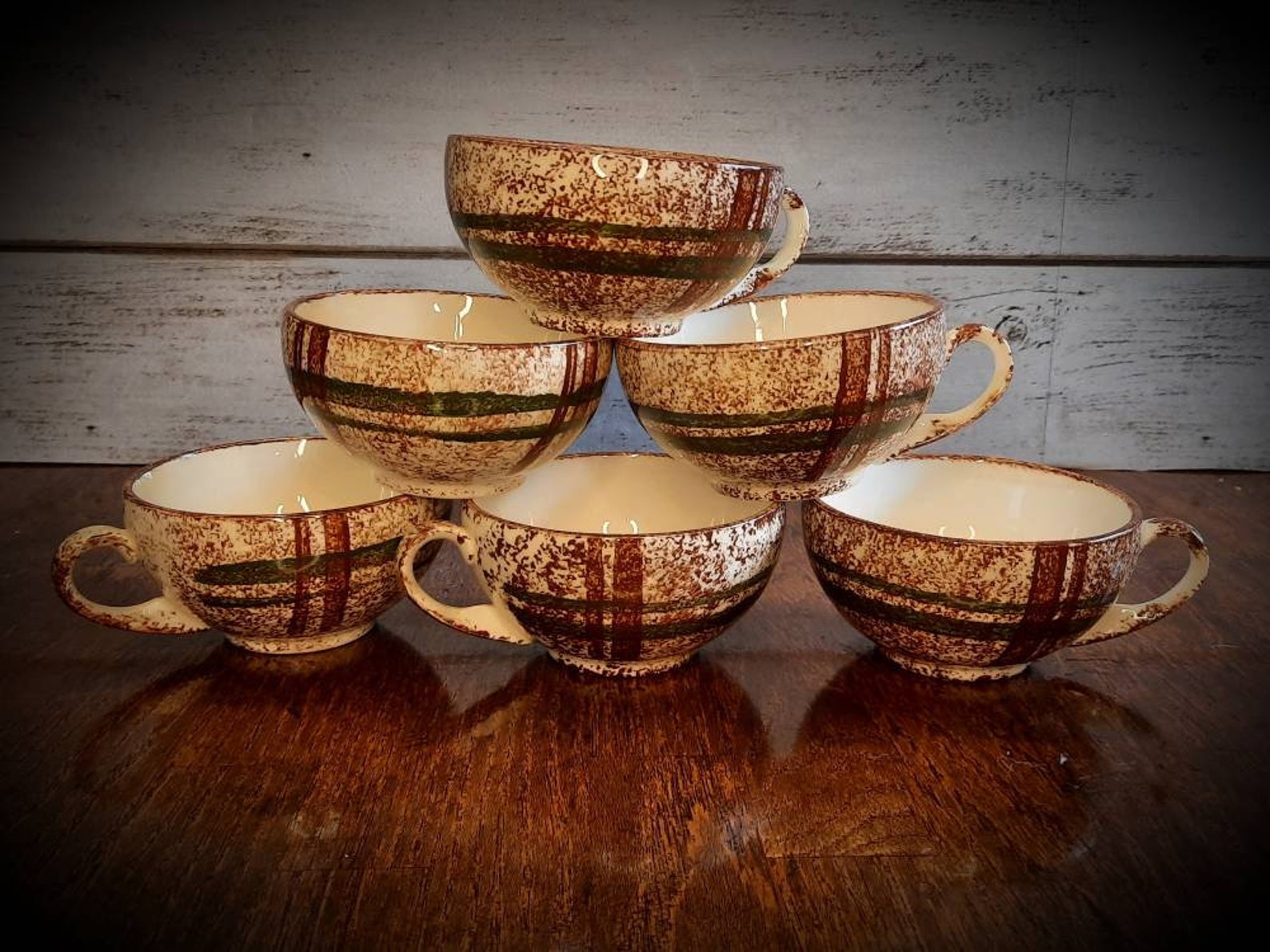 Rare Vintage Set of Rustic Plaid Blue Ridge Southern Pottery, Blue ...