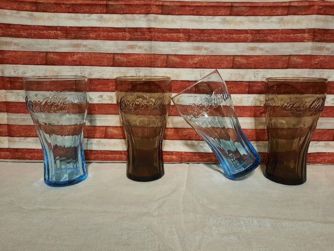 4 Vintage Coca-cola Drinking Glasses Colored Tumbler Set. | Etsy