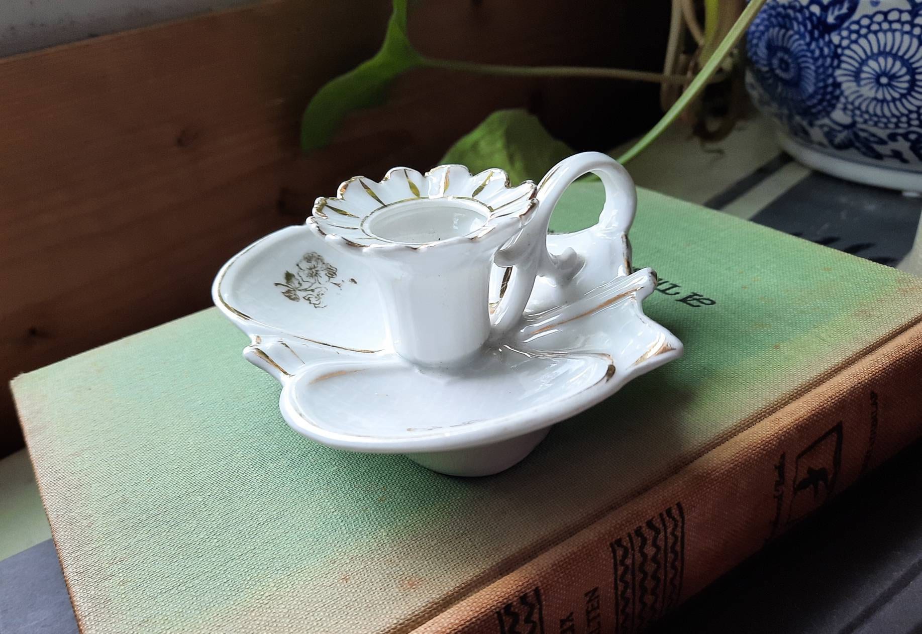 Victorian Germany Porcelain Chamber Candlestick Holder With - Etsy