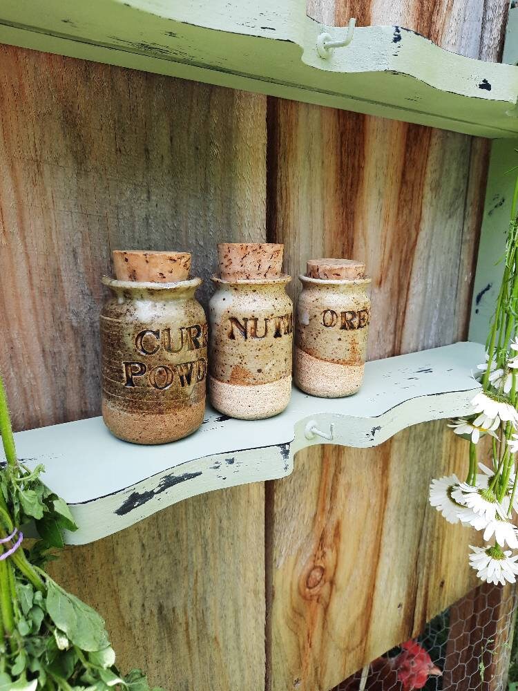 Vintage Stoneware Small Spice Container With Cork Lids - Etsy