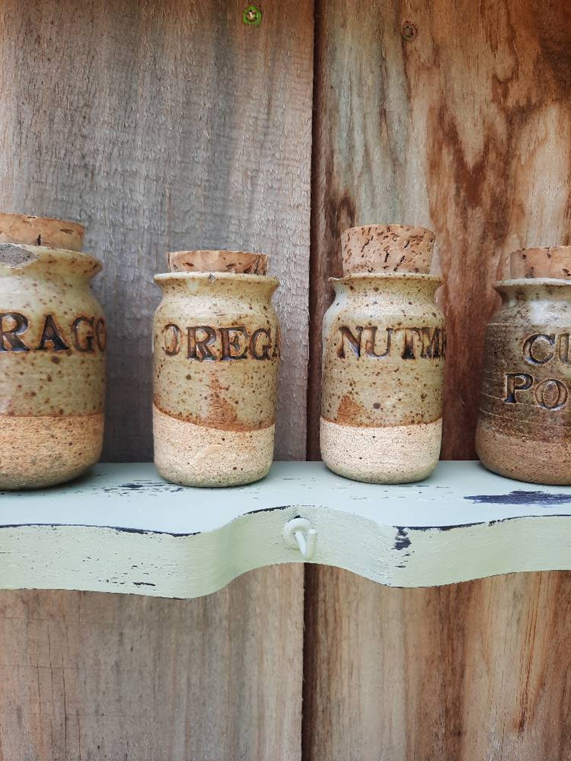 Vintage Stoneware Small Spice Container With Cork Lids - Etsy