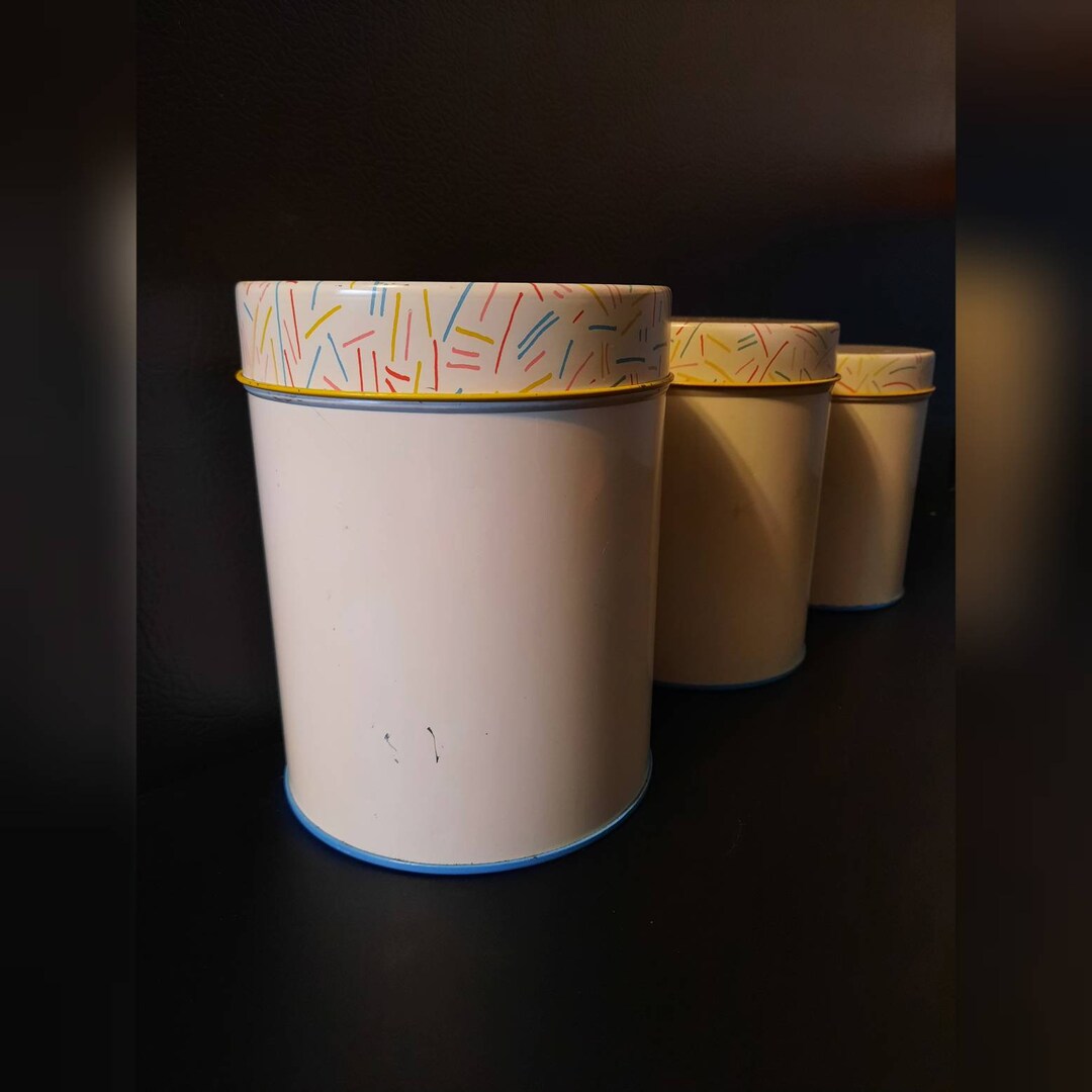 Set of 3 Nesting Tin From the 1970s-1980s, Kitchen Storage, Fun Retro ...