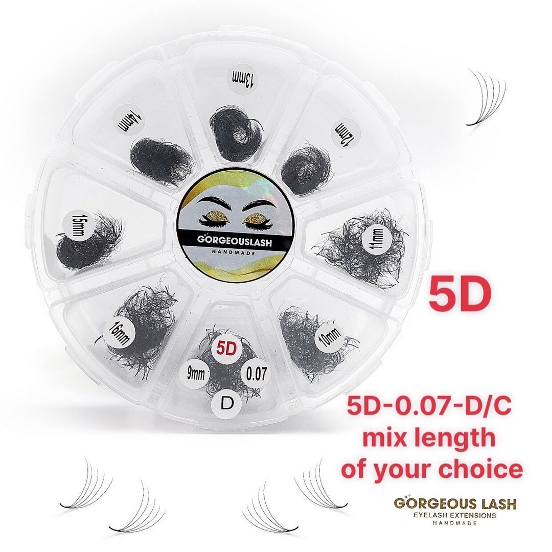 1000 Mixed Lash Fans 12D, 10D, 8D, 7D, 6D, 5D, 4D, 3D, 0.07mm Thickness ...