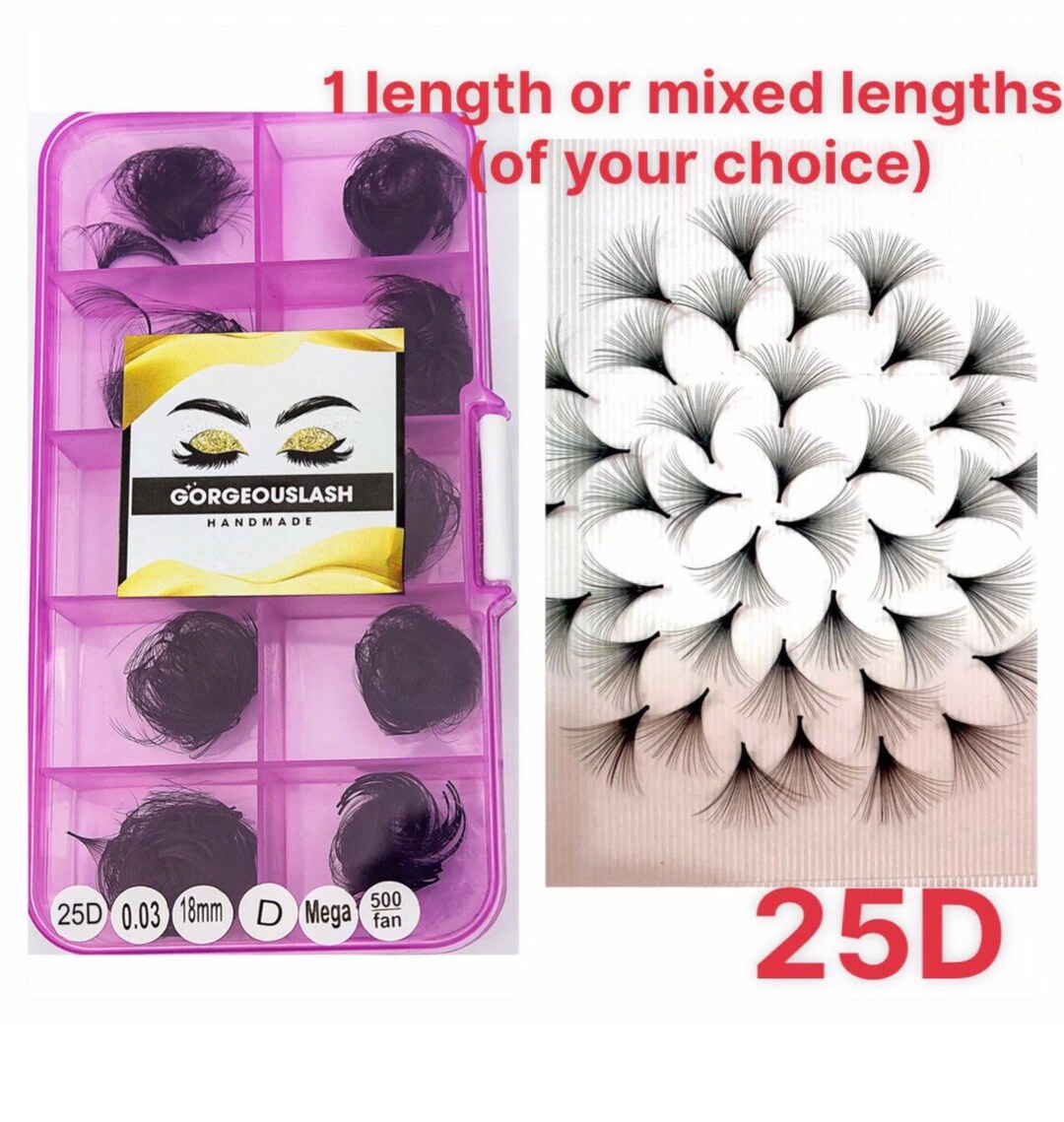 Mega 25D Lashes, 500 Premade Volume Fans, 0.03mm Thickness. Eyelash ...
