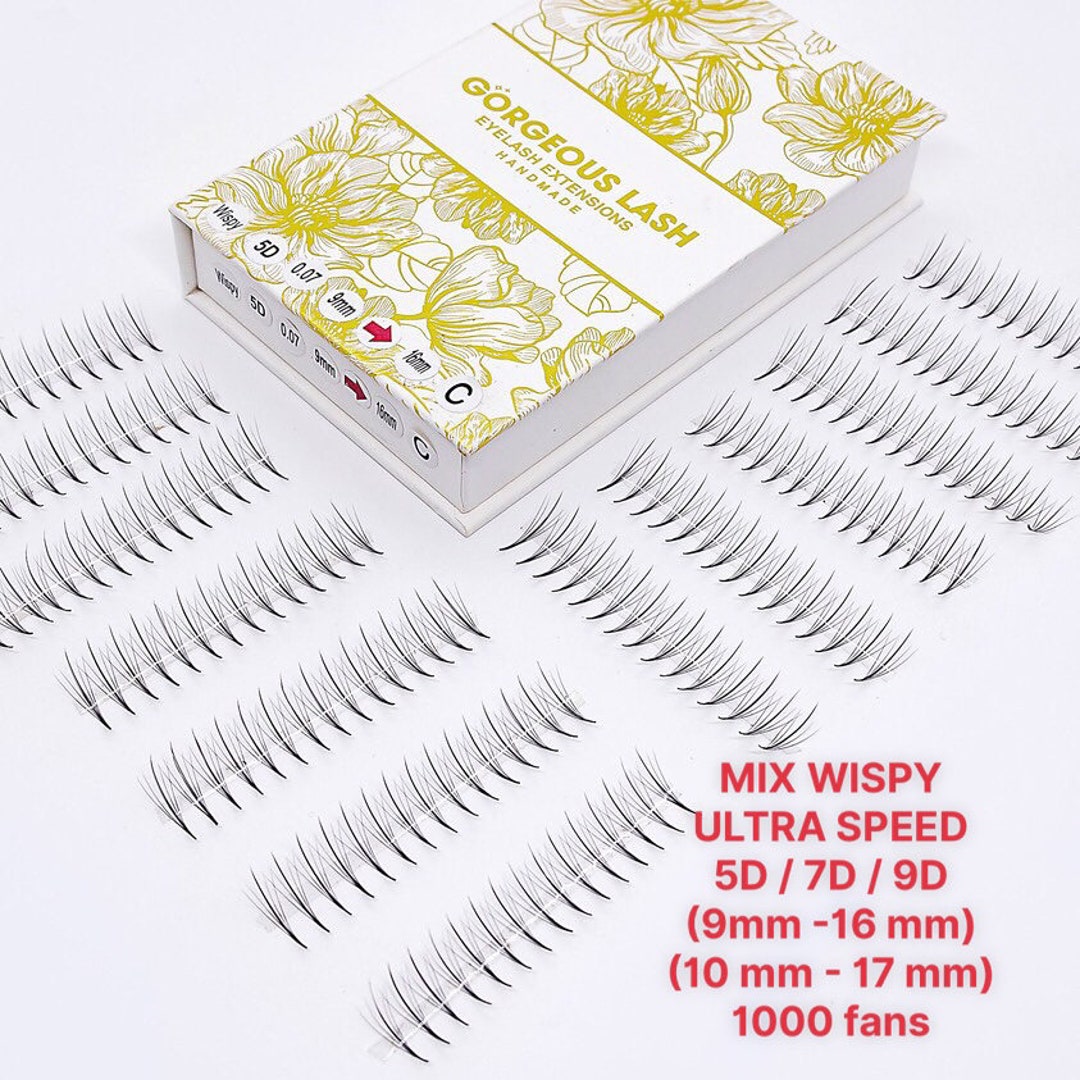 Wispy, Mixed Ultra Speed 5D, 7D, 9D Spike Lashes. 1000 Premade Lash ...
