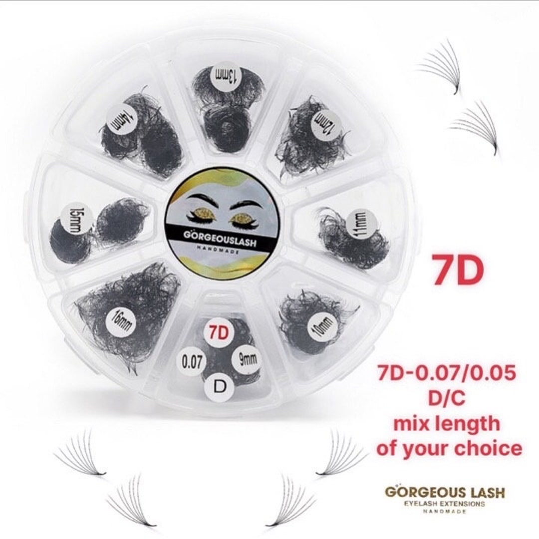 Mix 7D Lashes, 1000 Premade Volume Fans, 0.07mm Thickness. Eyelash ...