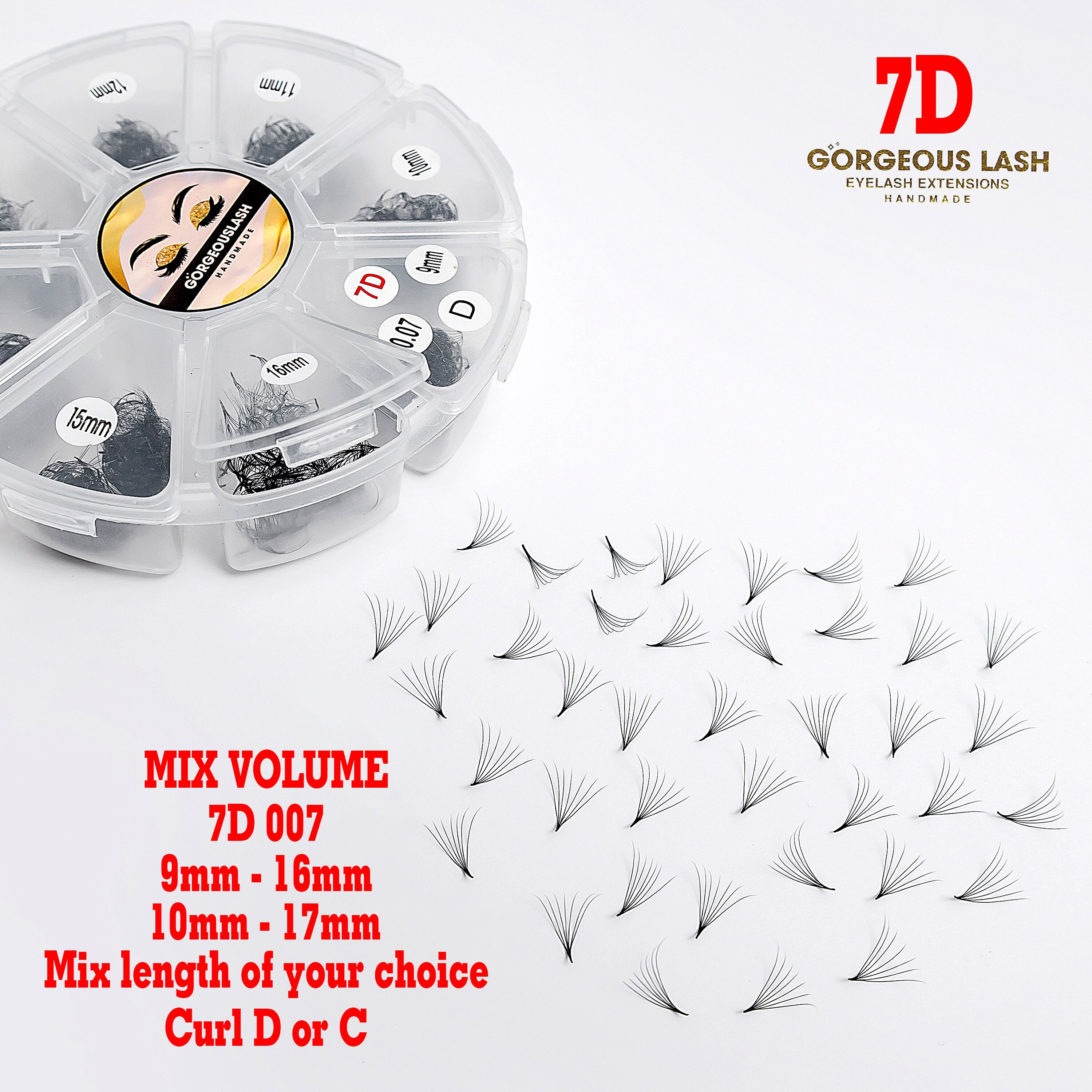 Mix 7D Lashes, 1000 Premade Volume Fans, 0.07mm Thickness. Eyelash ...