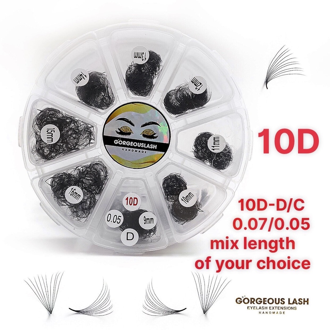 Mix 10D Lashes, 1000 Premade Volume Fans Eyelash Extensions. Handmade ...