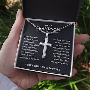 Grandson Cross Necklace, to My Grandson Necklace From Grandma Stainless ...