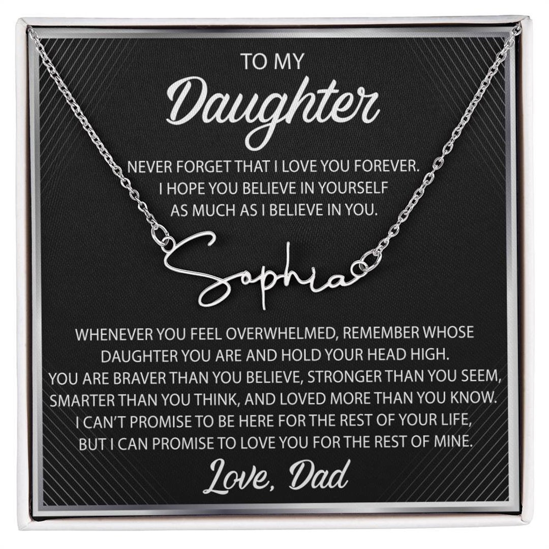 To My Daughter Necklace, the Signature Style Name Necklace, Father ...