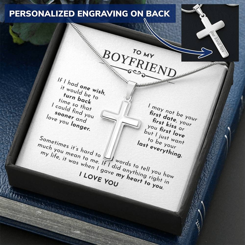 Boyfriend Personalized Cross Necklace, Promise Necklace for Boyfriend ...