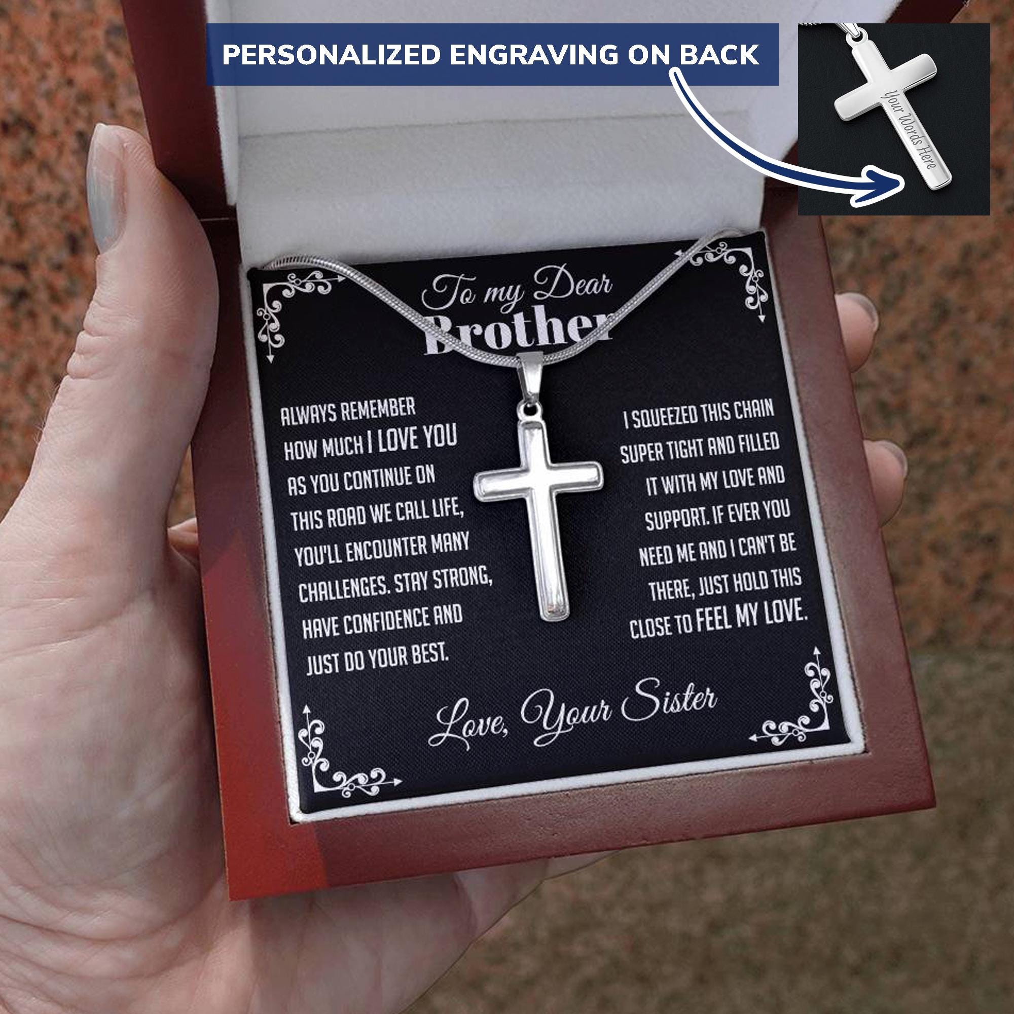 To My Brother Personalized Cross Necklace • Unique Gift for Brother ...