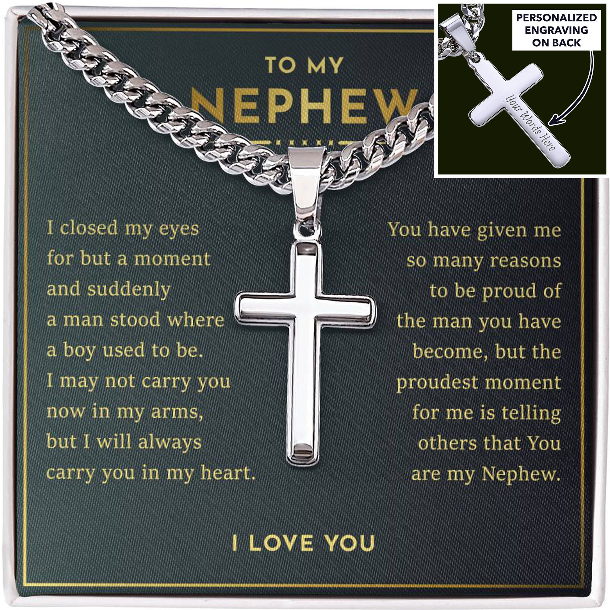 Cross Necklace for Nephew From Aunt Uncle, Nephew Birthday Gift ...