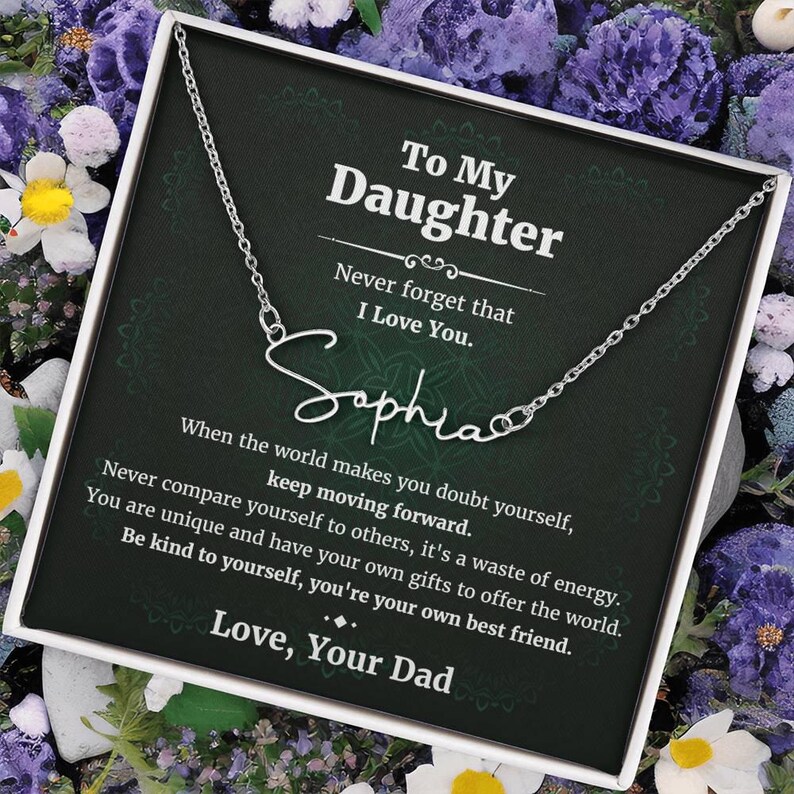 Daughter Gifts From Dad Signature Style Name Necklace Birthday ...