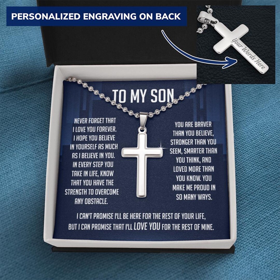 To My Son Ball Chain Cross Necklace Birthday Christmas Graduation Gift ...