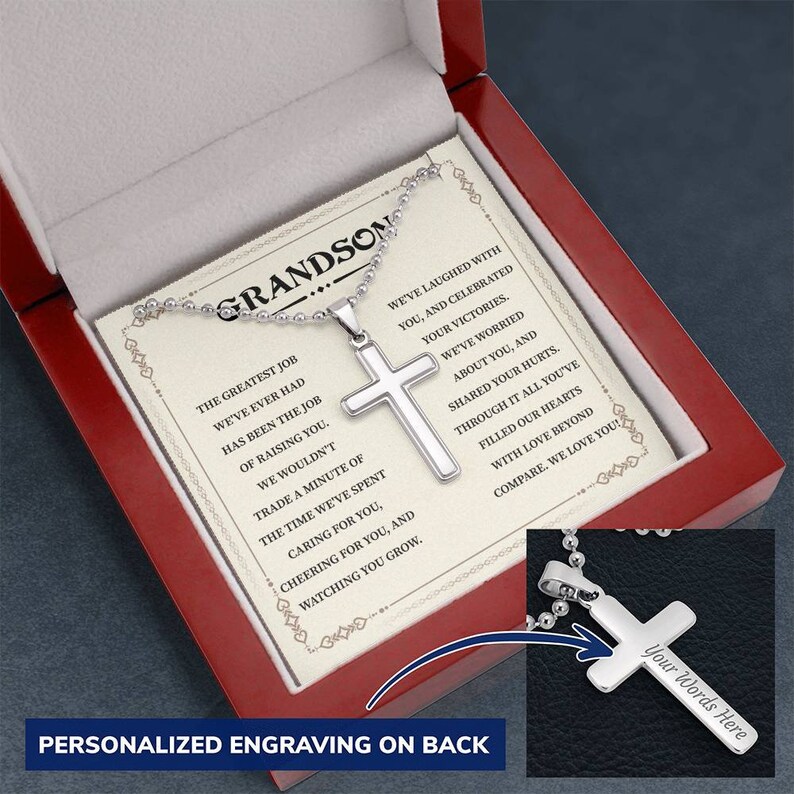 My Grandson Personalized Cross Jewelry Necklace | Birthday, Graduation ...