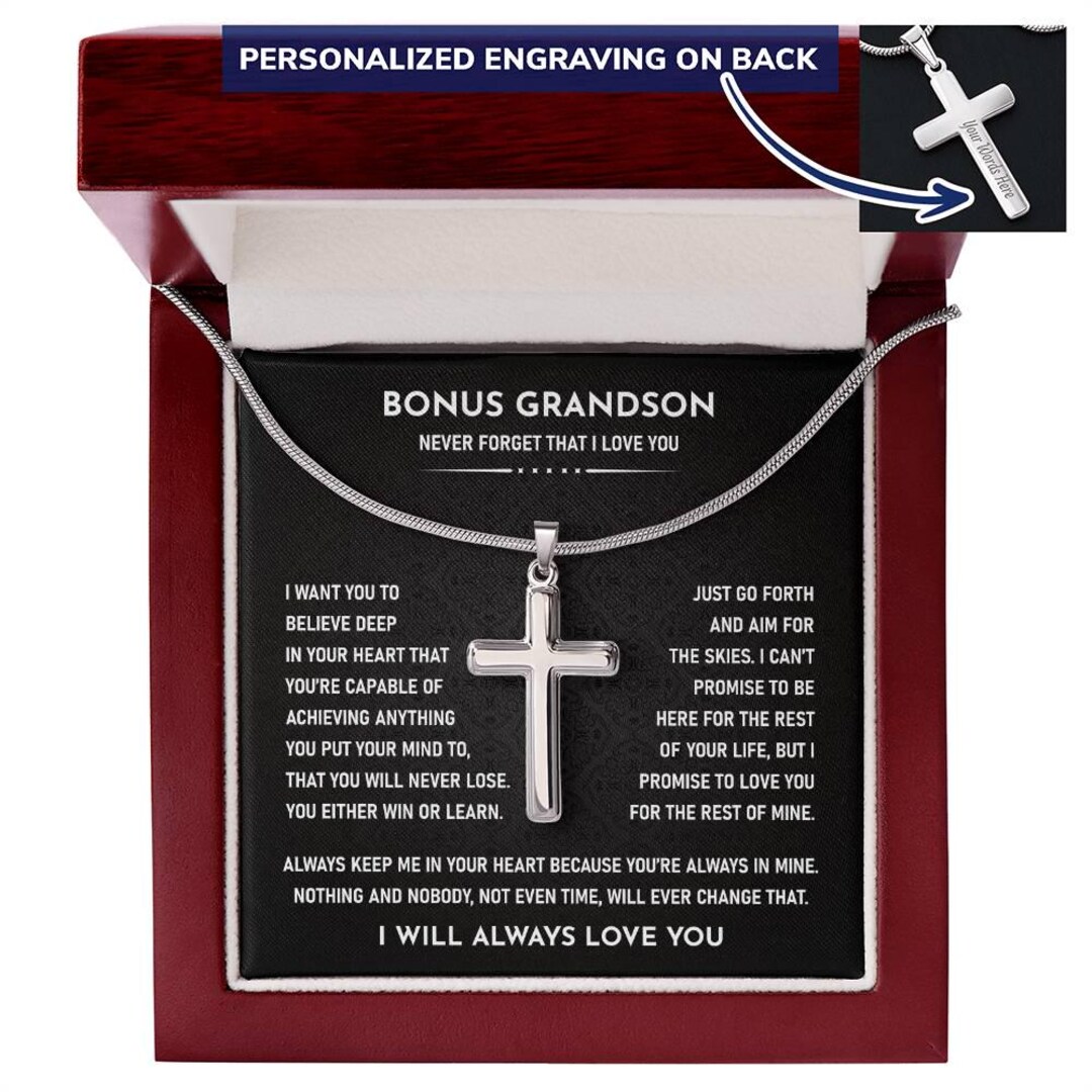 Bonus Grandson Gift From Grandma Grandpa • to Bonus Grandson Necklace ...