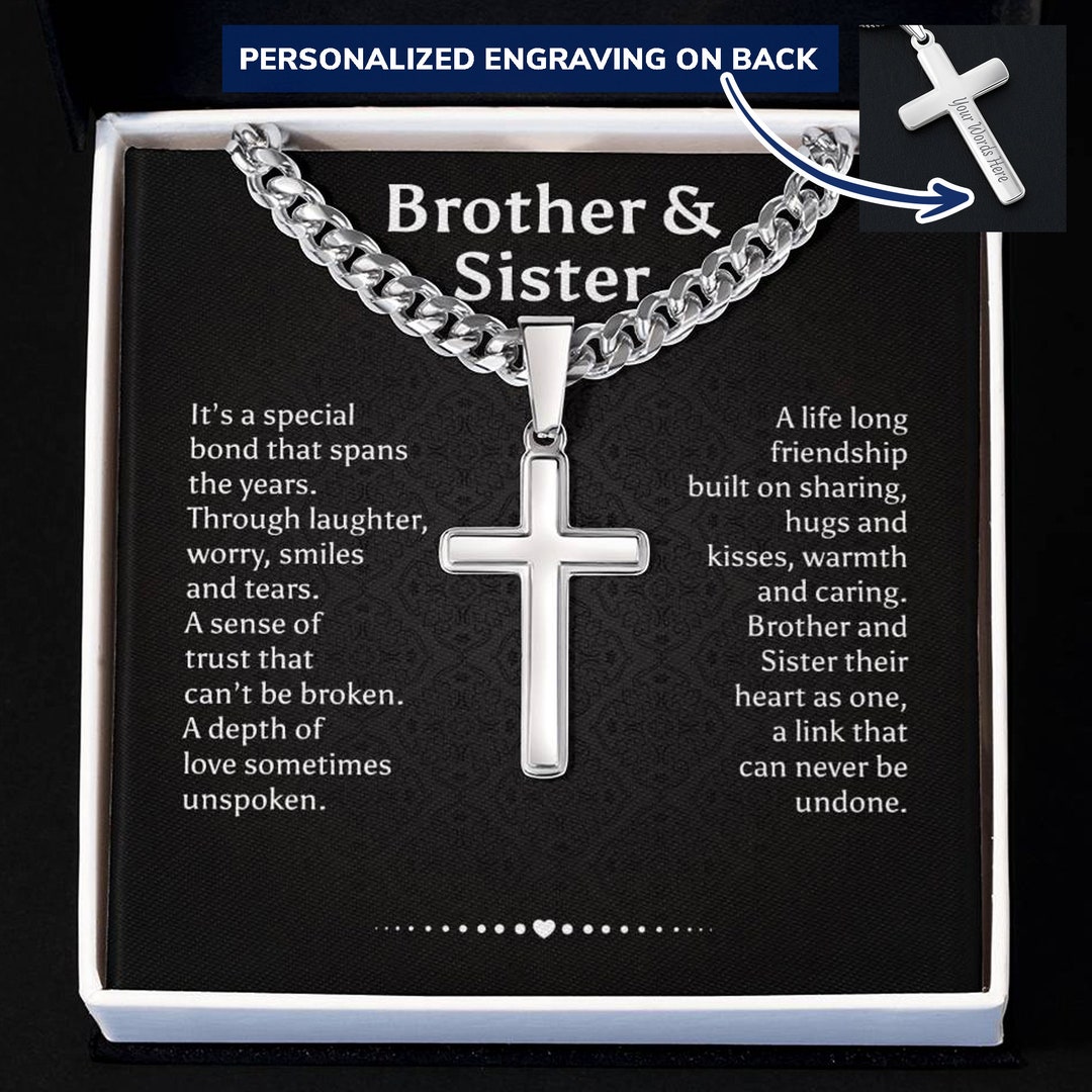 To My Brother | Cuban Chain With Artisan Cross Necklace | Personalized ...