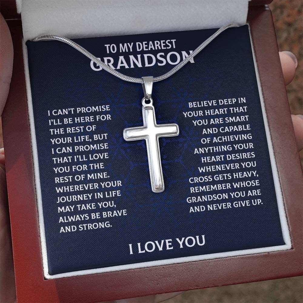 To My Grandson Cross Necklace-personalized Stainless Steel Cross ...