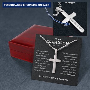 Grandson Cross Necklace, to My Grandson Necklace From Grandma Stainless ...