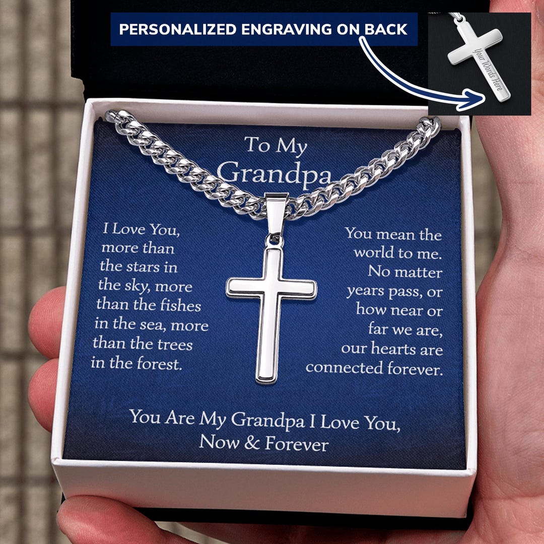 Personalized Cross With Cuban Chain Necklace, Cross Necklace Gifts for ...