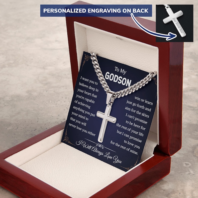 Personalized Godson Cross Necklace – Engraved Christian Gift From ...