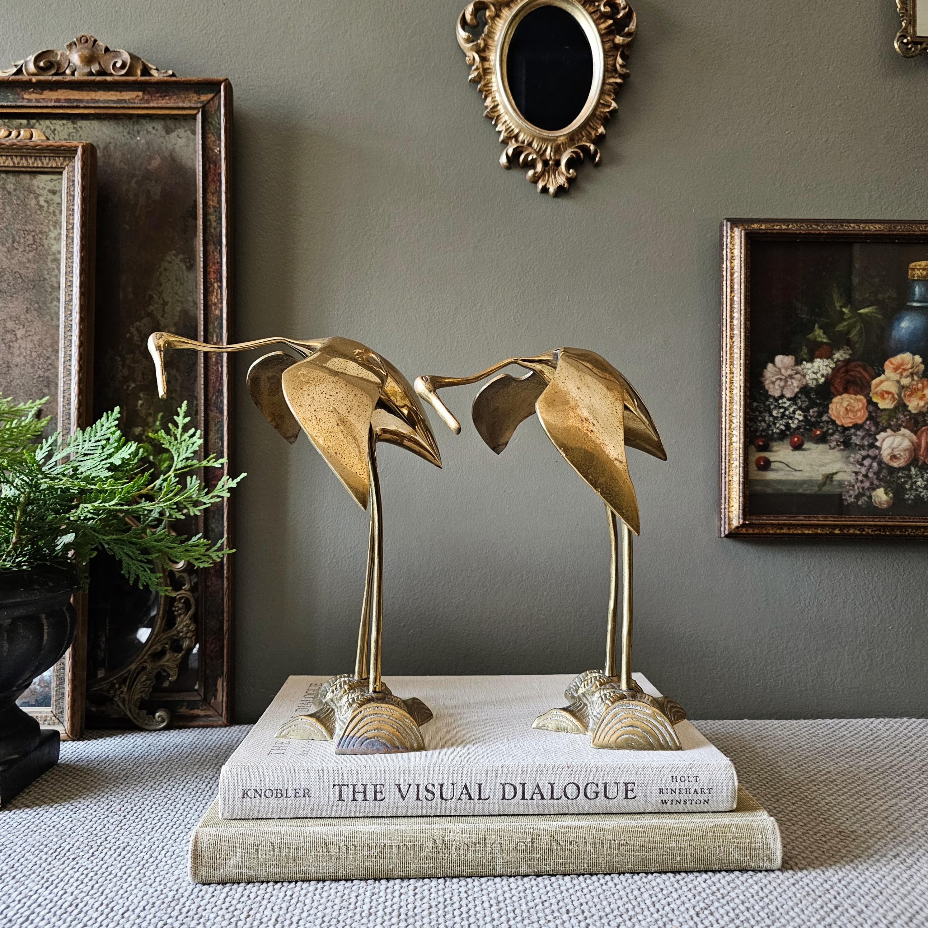 Vintage Bowing Brass Crane Heron Bird Statue - Etsy