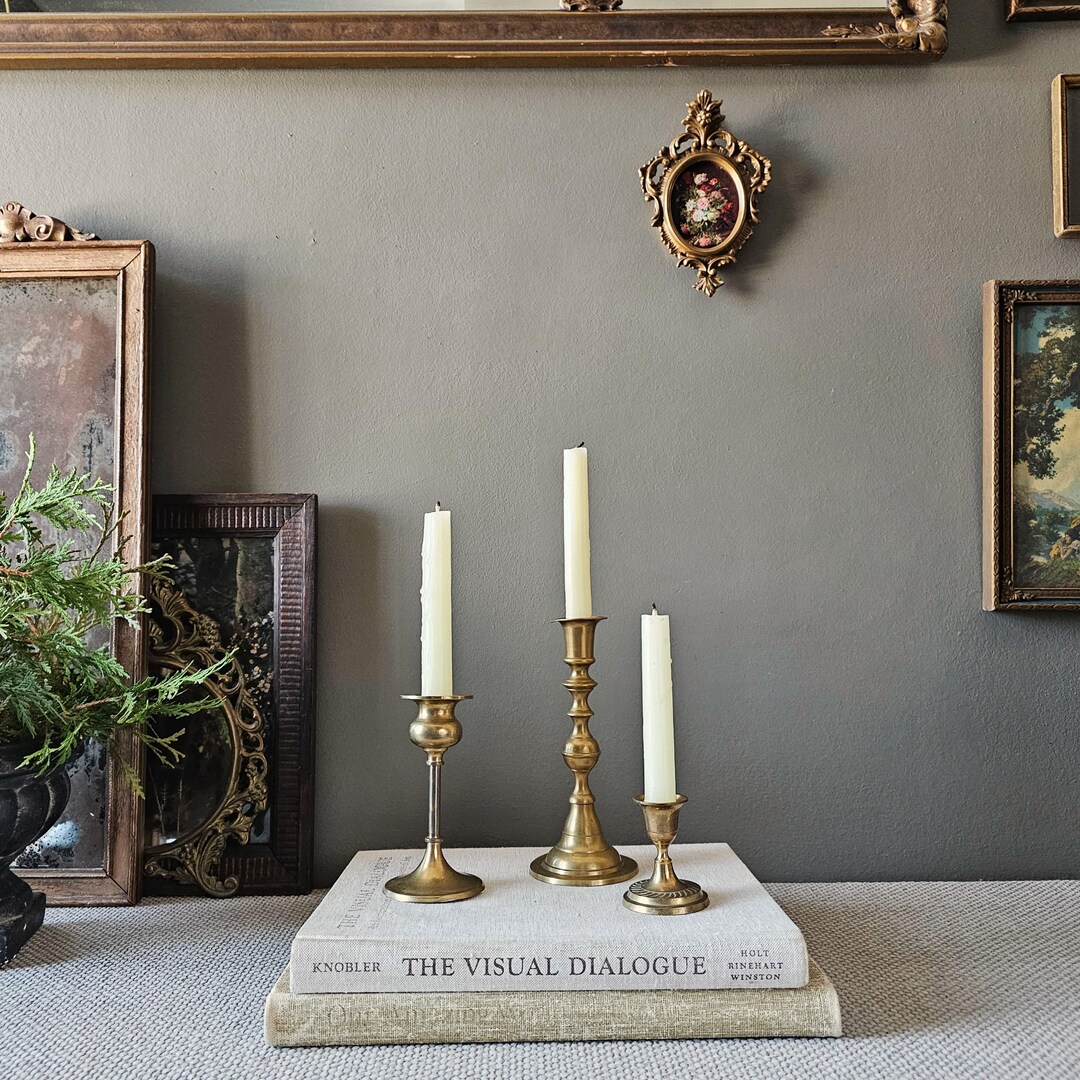 Vintage Brass Candlestick Collection Set of 3 - Etsy