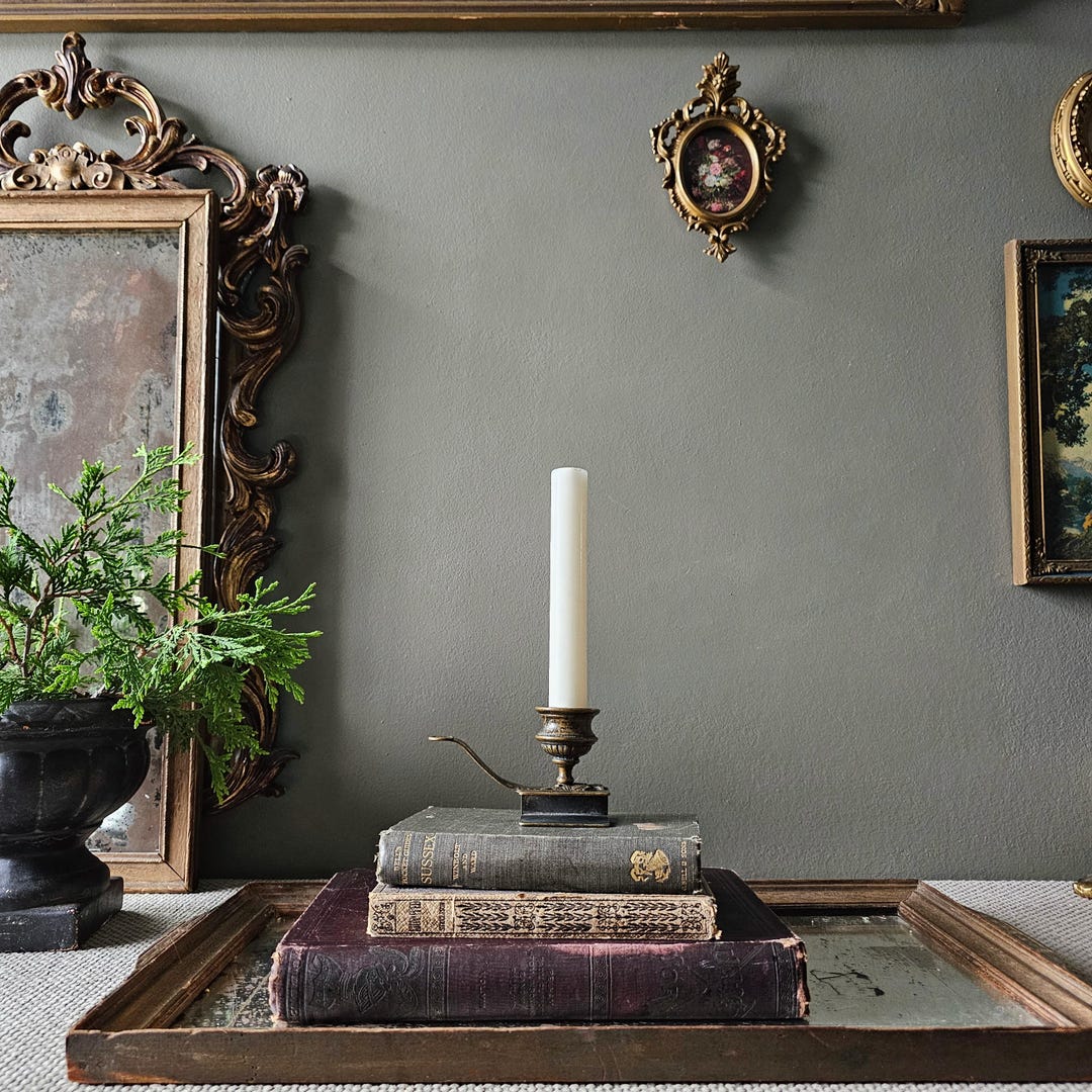 Vintage Bronze Metal Chamberstick Candle Holder Match Box Storage - Etsy