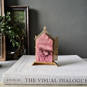 Antique Gold Filigree Triptych Sacred Heart of Jesus Travel Altar ...