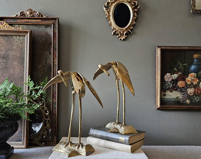 Vintage Bowing Brass Crane Heron Bird Statue - Etsy