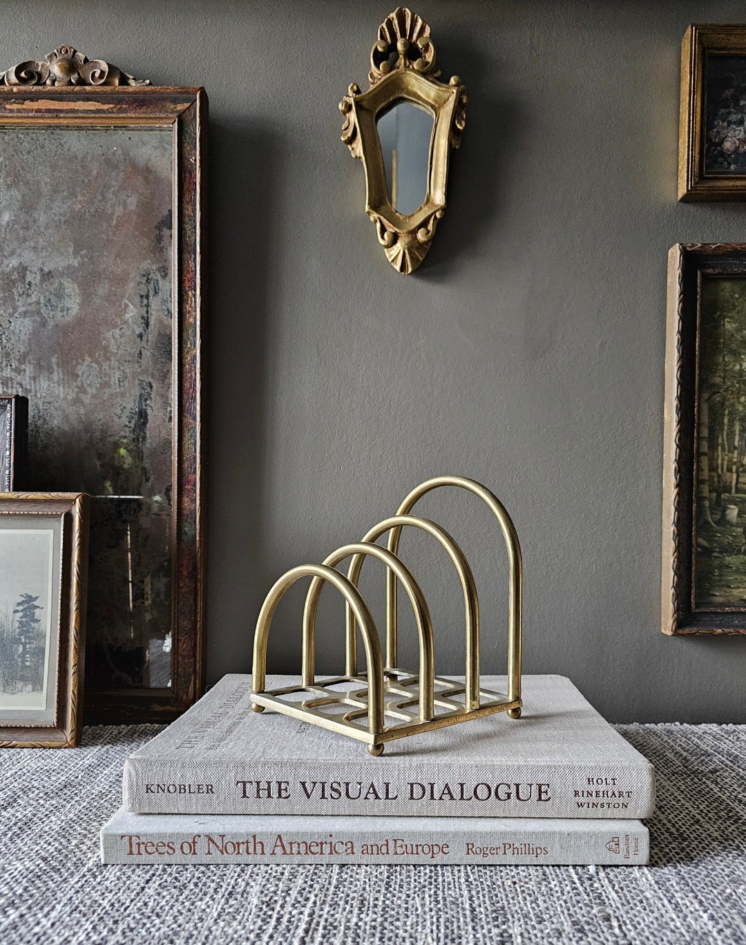 Vintage MCM Arched Tubular Brass Letter Note Record Holder - Etsy