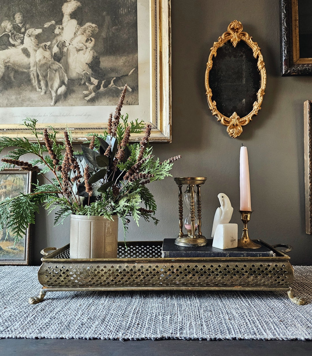 Vintage Brass Claw Foot Tray - Etsy