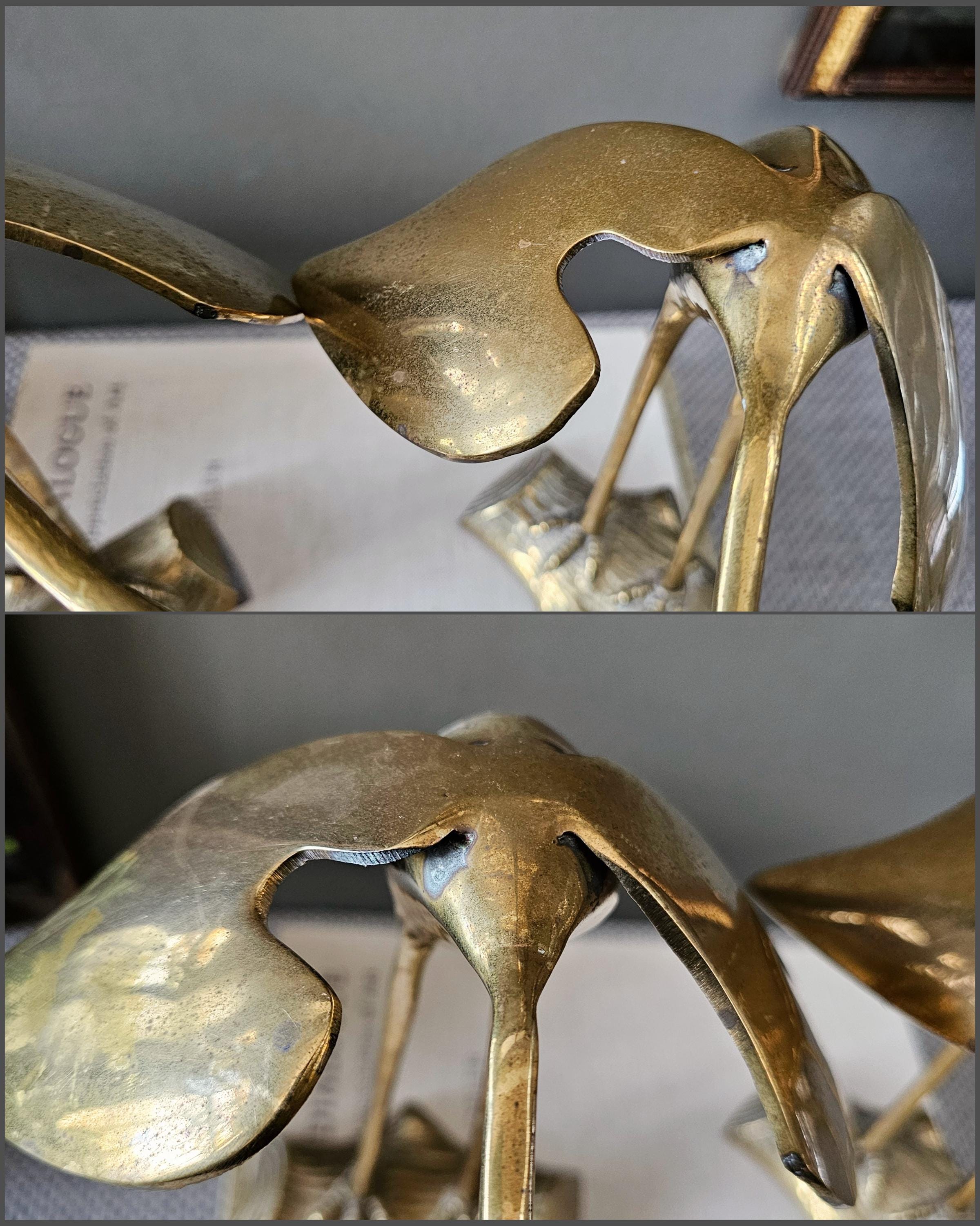 Vintage Bowing Brass Crane Heron Bird Statue - Etsy
