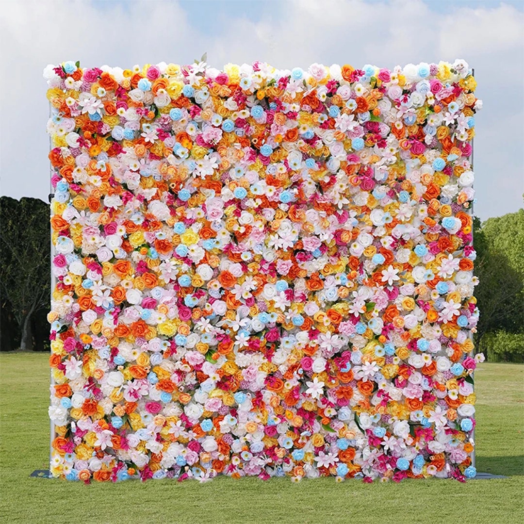 Mixed Colorful Boho Wedding Silk Flower Wall Top Quality Quick Assemble ...