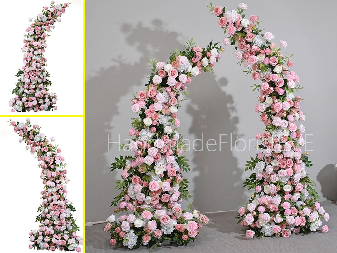 Blush Pink Rose Wedding Horn Arch Flower Artificial Flower Row Wedding ...