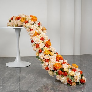 Purple Rose With Greenery Flower Runner Centerpiece,flower Garland ...