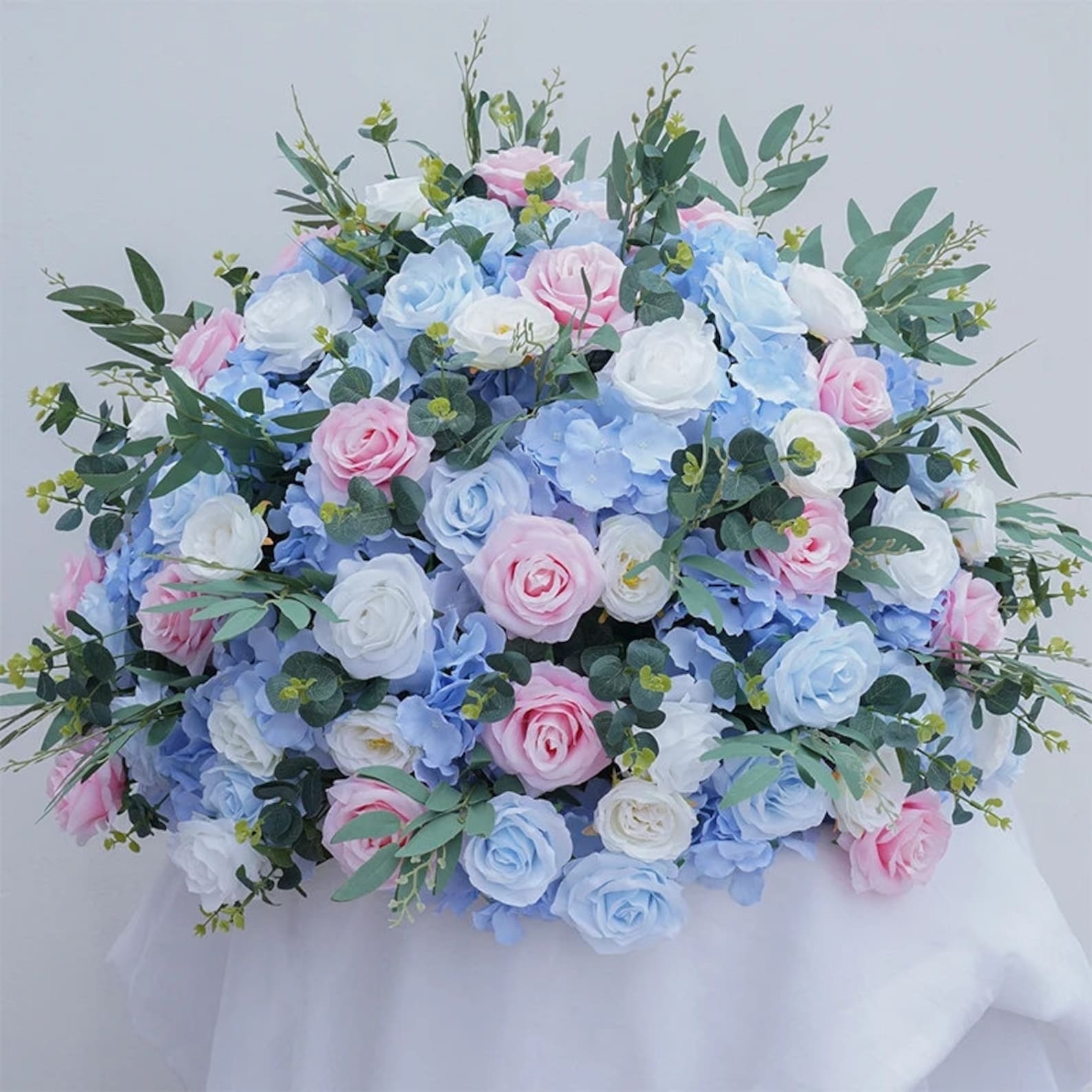 Dusty Blue White Rose Greenery Flower Ball,custom Flower Ball for ...