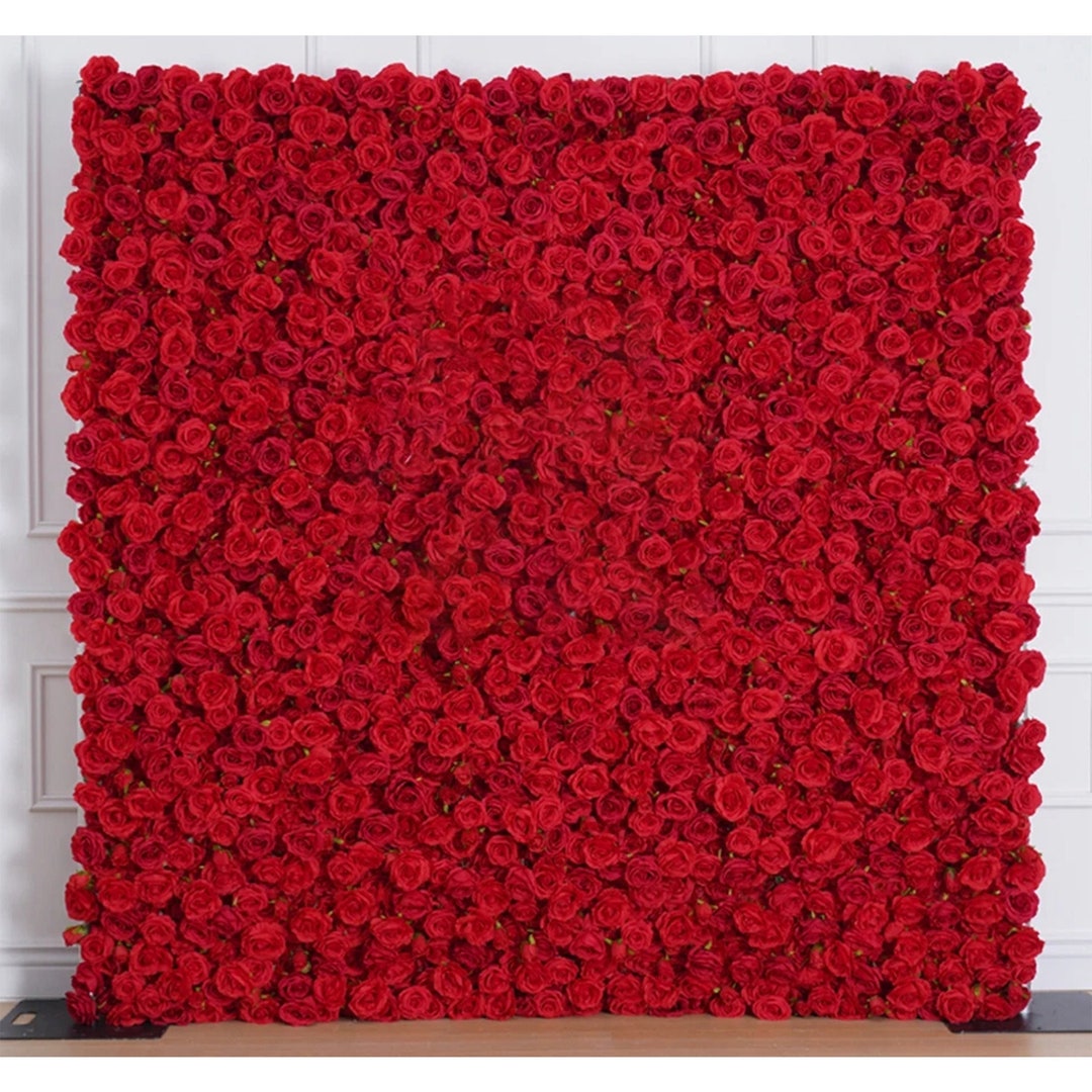 Romantic Red Rose Artificial Floral Wall Wedding Arrangement,5d Roll up ...
